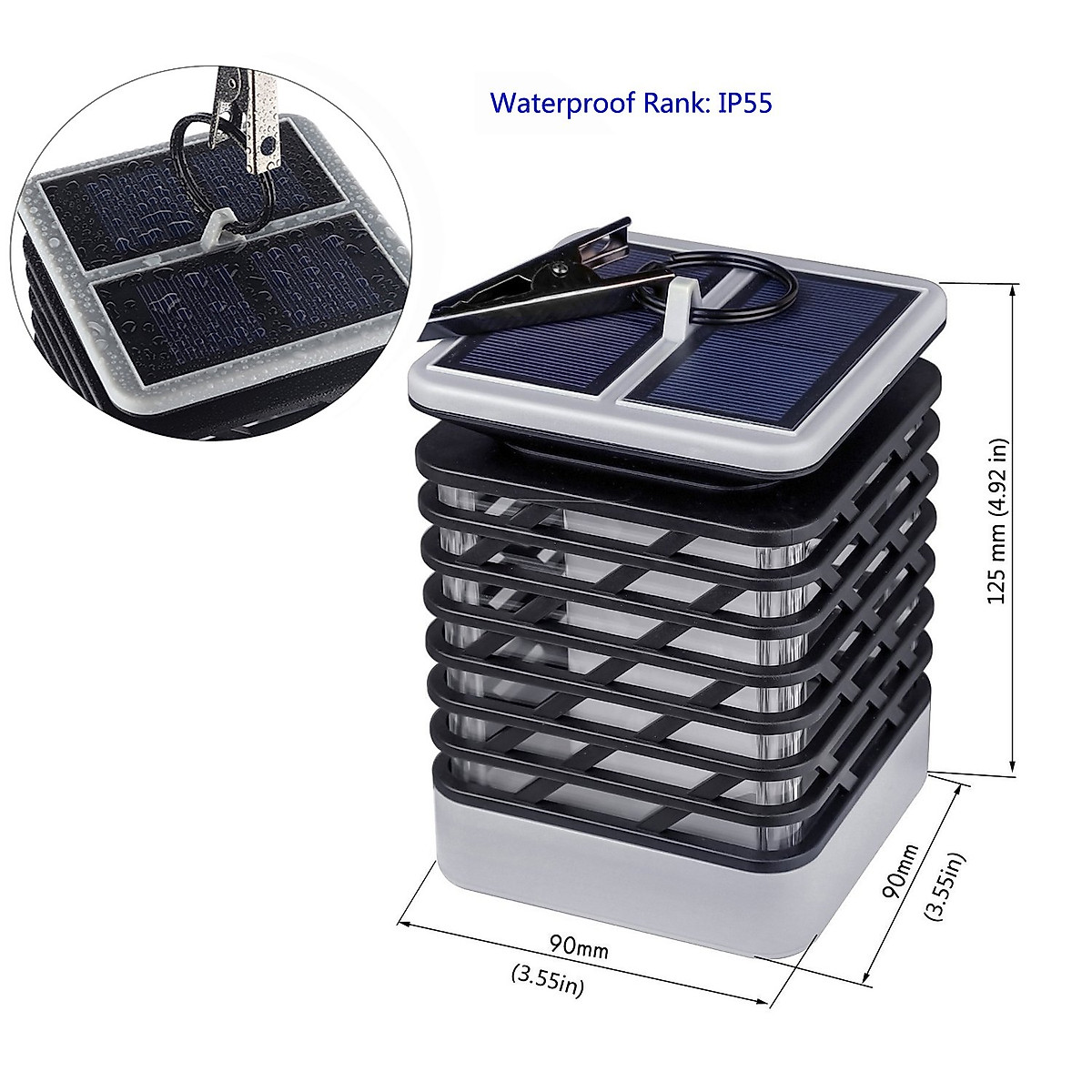 Espier Solar Lantern Outdoor Hanging 75 LED Dancing Flame Effect Solar Table Lights Umbrella Lights for Pathway Patio Yard Garden Decorative Waterproof Auto On/Off