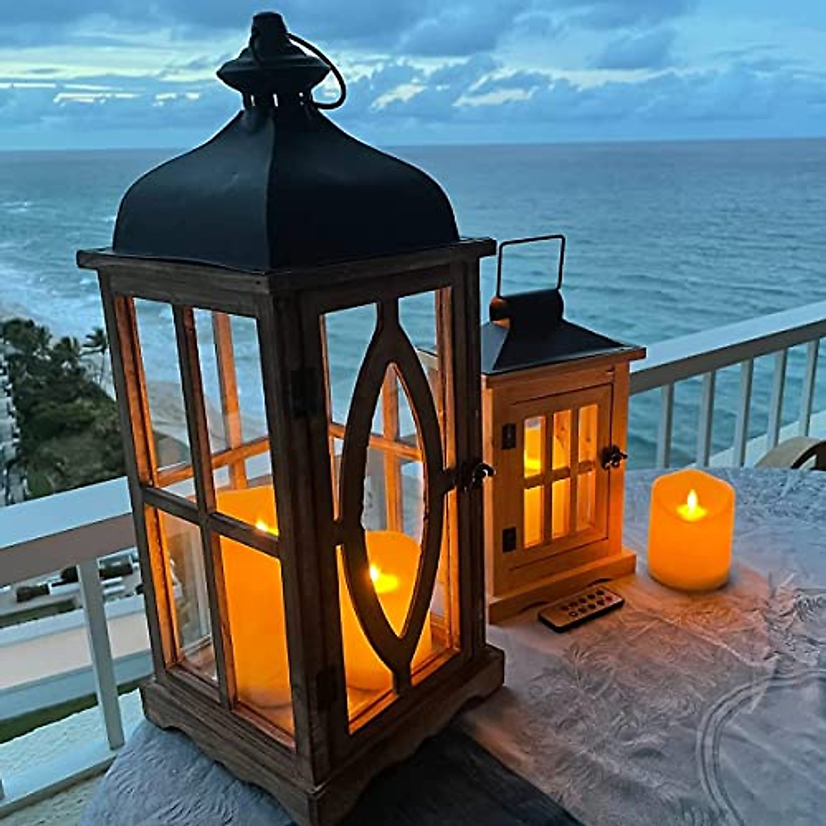 Waterproof Flickering Flameless Candles, Outdoor Indoor Battery Operated LED Candles with Remote Timers, Won't Melt, Ivory Frosted Plastic, D3.25 x H4 5" 6", Set of 3