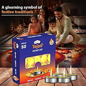 50 Pcs Pure Ghee Deepak/Tea Light Candle with 3 Hours Burning Time for Home & Festival Decor (50 Tea Lights) by Shubhkart