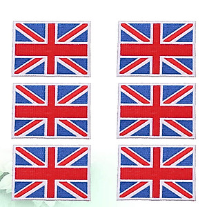 TENDYCOCO British Union Jack Embroidered Patch England Flag UK Great Britain Iron on Sew on Emblem Art Craft Patches for Clothes Jacket Costume Hat 6pcs
