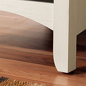 Pemberly Row 6 Cube Cubby Wood Storage Organizer Bookcase in Antique White