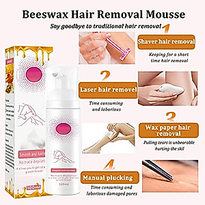 Beeswax Hair Removal Mousse, Mousse Hair Removal Spray, Gentle Beeswax Hair Removal Honey Mousse Spray Moisturizing Hair Removal Spray for Women