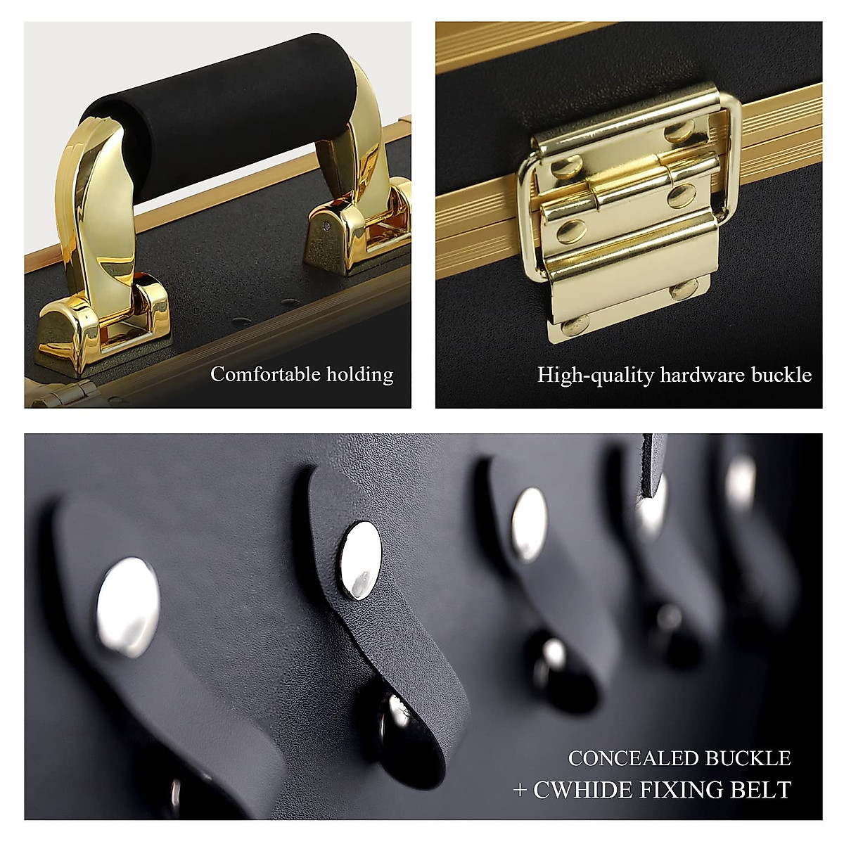 Kinglioncase Barber Case Clipper Bag Gold, Hair Kit Tool Box Aluminum Organizer with Portable Handle and Secure Numlock for Scissors, Clippers, Barber Supplies 15.7" x 12" x 6.1"