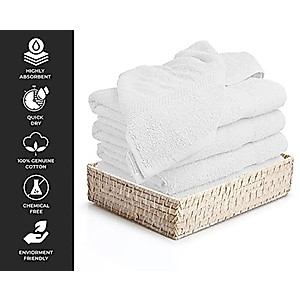 Filament Alley 6 Pack Bath Towel Set 22x44 Luxury Cotton Towels Ideal for Pool Gym Spa Hotel Shower Home Bathroom Towels Absorbent Lightweight Soft White