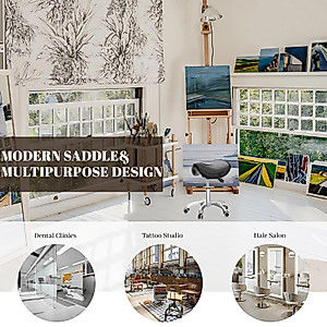 LIMKOMES Saddle Stool Salon Chair Ergonomic Adjustable Swivel Stool Chair with Hydraulic Lifting Height Adjustable Rolling Stool for Office Desk Clinic Dentist Spa