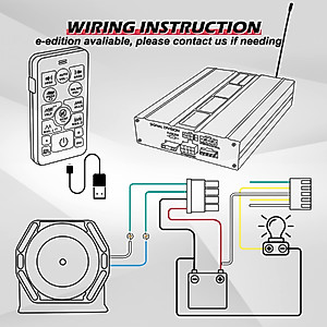 SMALLFATW Police Siren 20 Tones 130 DB 200 Watt, Dual 20A Auxiliary Switch, Wireless Remote USB Rechargeable 15M Control Range, Car PA System Speaker Horn, Emergency Siren for Car Truck Vehicles