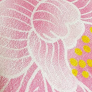 USTIDE Pink Flower Shaped Area Rug Washable Round Floral Carpet Absorbent Bathroom Rug Super Soft Round Play Rug for Kitchen Bedroom Living Room Nursery Decoration (39.3")