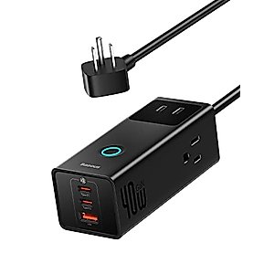USB C Charger, Baseus PowerCombo Pro 40W, Surge Protector Power Strip, 6-in-1 USB C Charging Station with 3 Outlets, 2 USB-C Ports, USB Port, for Nightstand, Travel, TV Cabinet, and End Table