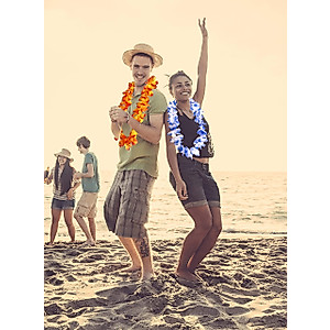 10 Counts Hawaiian Leis set Luau Party Decorations Tropical Party Favors Lei Hawaiian Flower Hair Clip and Elastic Wristbands Flowers Leis Perfect for Hawaiian Luaus Party Birthday Party Favors.