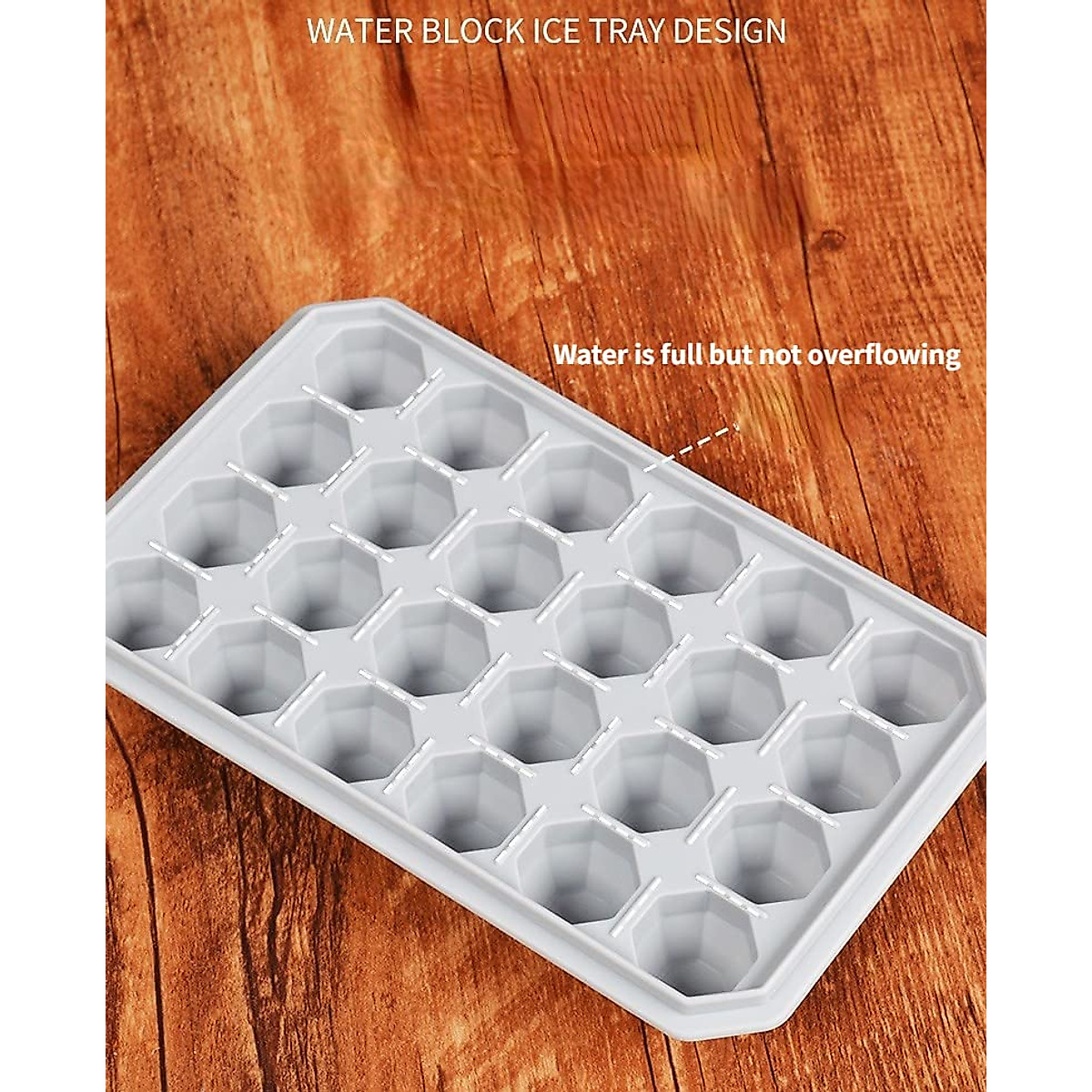 Ice Cube Trays, Diamond-Shaped Ice Cube Molds Maker, Flexible 24-Ice Trays Maker with Lid for Chilling Whiskey Cocktails, Easy Release Stackable Ice Trays,1 Inches Ice Cube (bule)