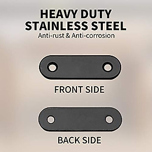 Jiozermi 12 Pcs Straight Brace, Flat Brace 2” x 0.6”, Stainless Steel Straight Bracket, Mending Joining Plates for Wood, Board, Bed Frame, Furniture & Shelves, Matte Black