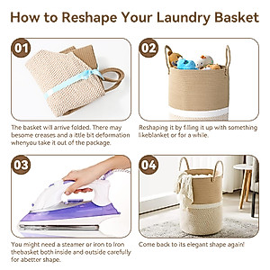 Laundry Storage Basket Large，Tall Rope Baskets for Storage，Cute Blanket Basket，Suitable for Living Room, Bedroom, Farmhouse，Can Be Decorative and Used to Store Toys