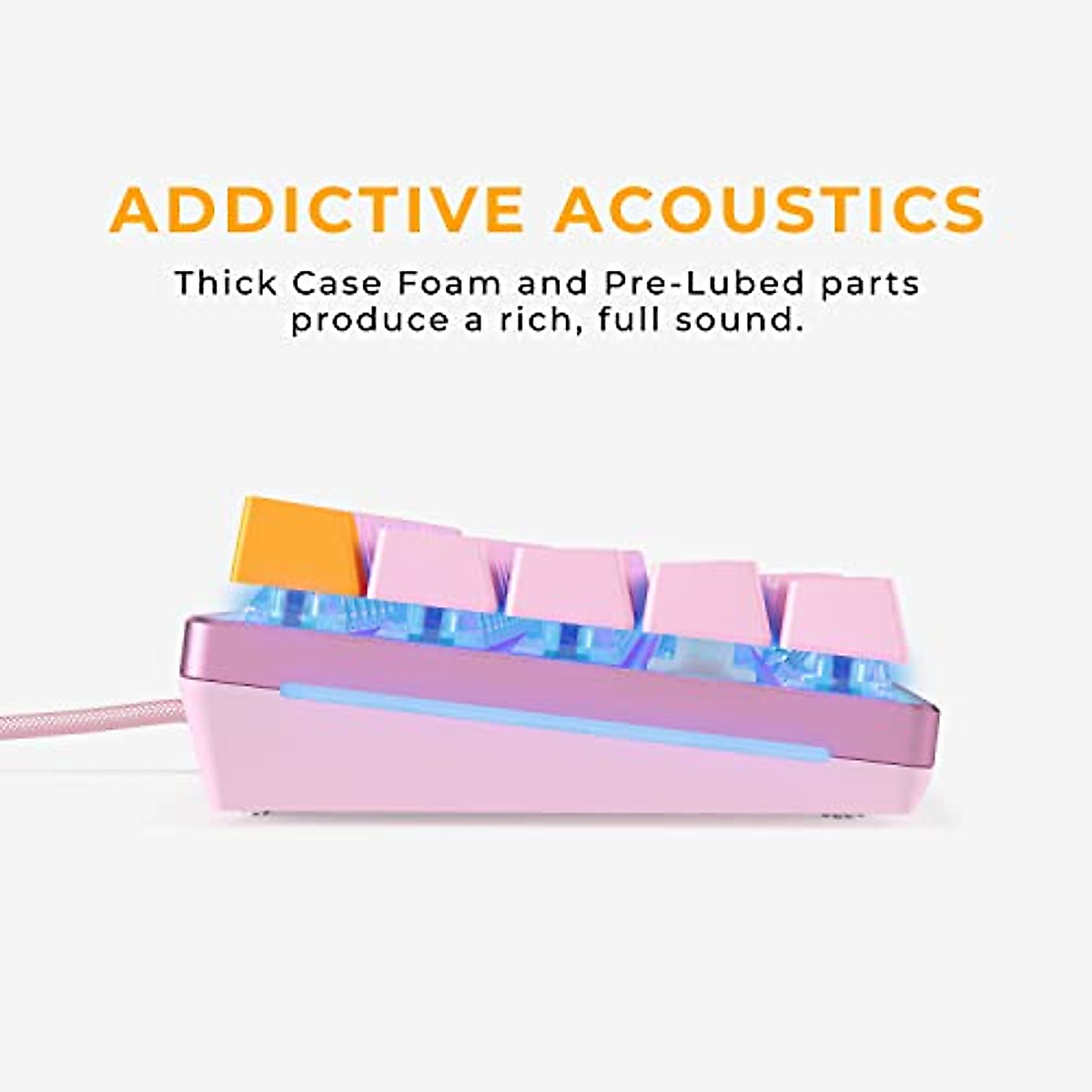 Glorious Gaming - Cute Pink Gaming Keyboard - Custom 65 Percent TKL Keyboard - Compact Low-Profile - Hot Swappable Mechanical Keyboard w/MX Keys - Double Shot Keycaps & Linear Switches