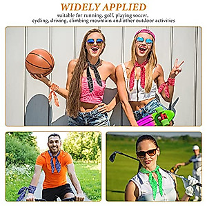 10 Pieces Ice Cool Scarf Summer Cooling Scarf Neck Wrap Headband Cooling Scarf Instant Chill Neck Scarf Soaked Tie Around Neck for Summer Outdoor Activity (Green, Black, Red, Blue, Orange)
