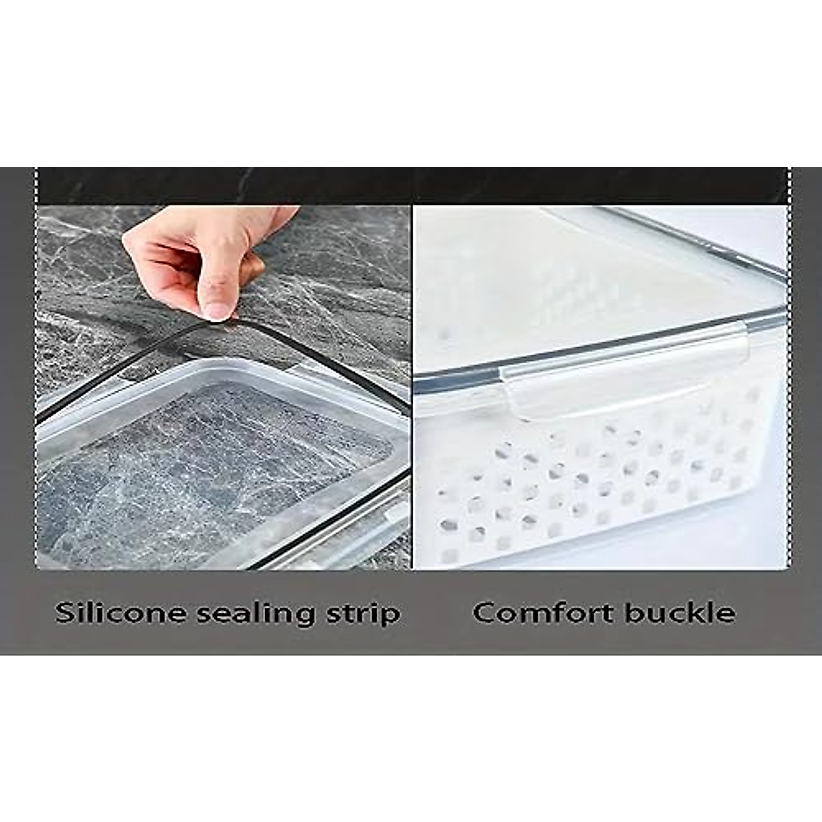 Large Size Food Storage & Fresh Produce Container with Built-in Removable Strainer - Fresh Produce Saver - BPA-Free, Leak-Proof Lid (Large)