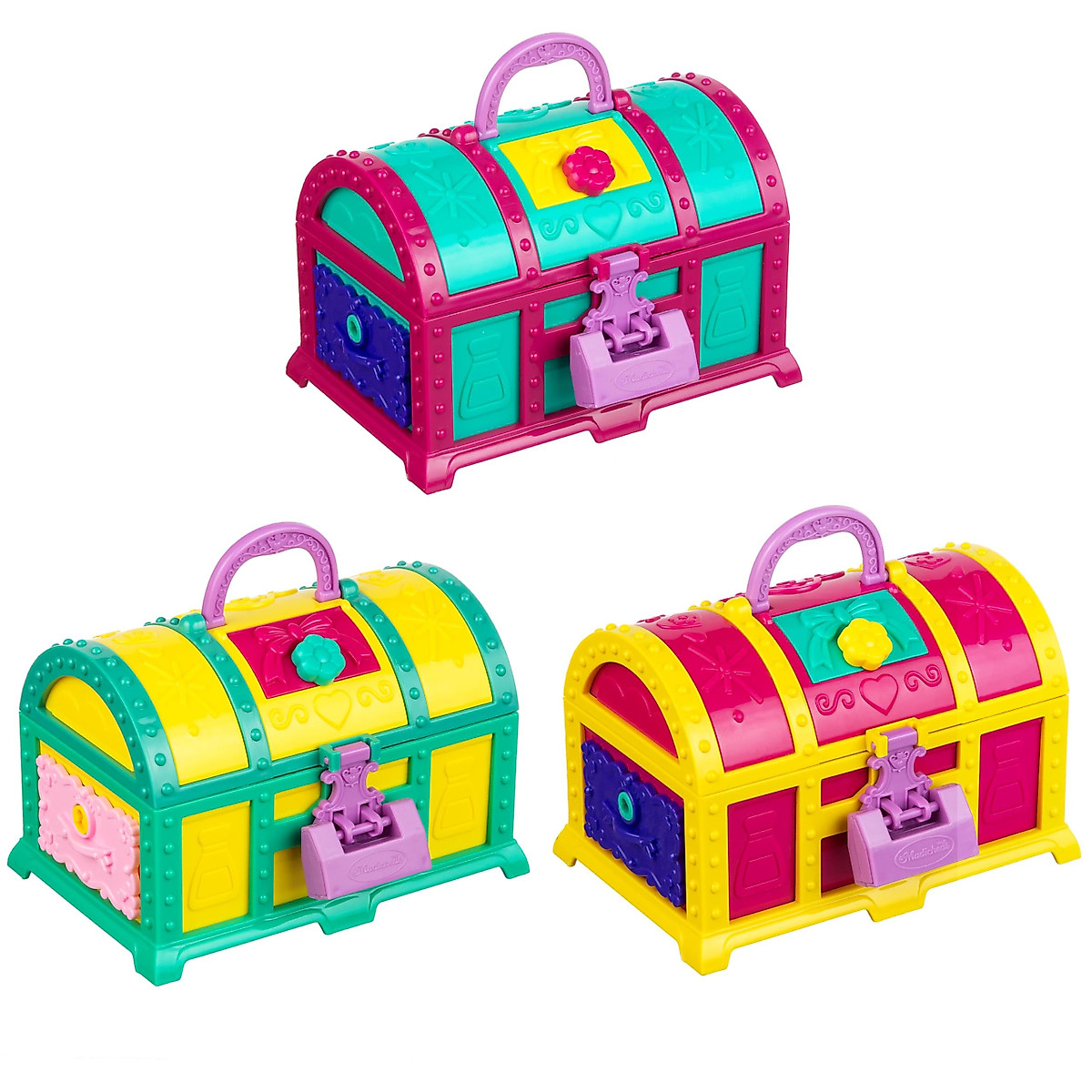 Expressions Surprise Treasure Chest - 1 Key & Lock Plastic Treasure Chest w/Assorted Fun Prizes for Kids, Mini Treasure Chest & Treasure Box Toys for Classroom