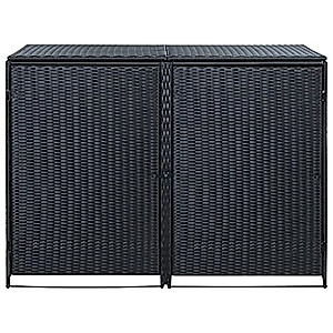 Outdoor Wheelie Storage Shed for Garbage, Garden Tools, Fire Wood, Bin Shed Poly Rattan Black 58.3"x31.5"x43.7"