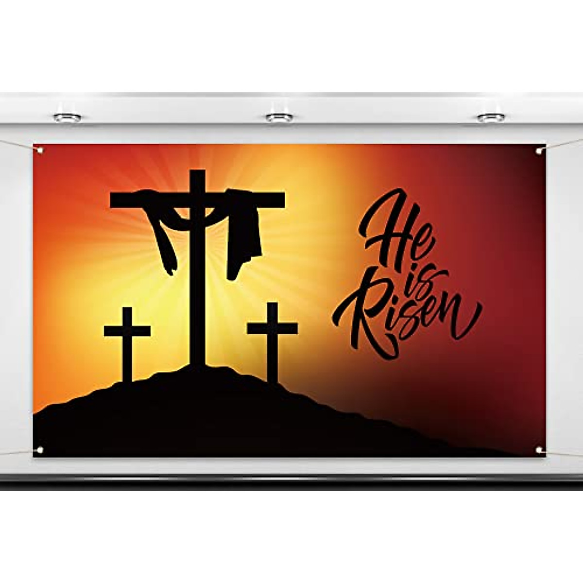 Nepnuser He is Risen Photo Booth Backdrop Christian Cross Easter Decoration Jesus Resurrection Indoor Outdoor Wall Decor-5.9×3.6ft