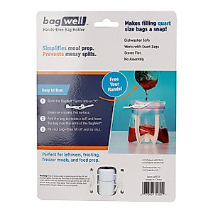 Bag Well Size Well Sealable Holder for Food Storage Bags, 1 Quart, White
