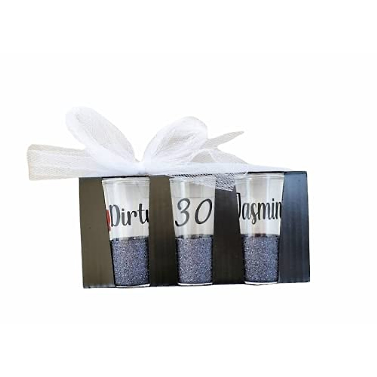 Personalized birthday shot glasses, Dirty Thirty Shot Glass set, Set of 3 glasses, 30th Birthday gift set, Dirty 30 Party favor, Over the hill shot glasses