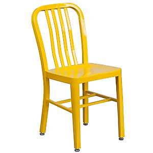 Flash Furniture Gael Commercial Grade 2 Pack Yellow Metal Indoor-Outdoor Chair