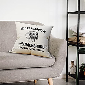 Mancheng-zi Dachshund Mom Funny Throw Pillow Cover, 18 x 18 Inch Cushion for Sofa Couch Bed, Dachshund Lover Gift