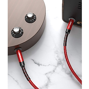 JSAUX 1/4 Inch Guitar Instrument Cable 4FT, 6.35mm (1/4) TRS to 6.35mm (1/4) TRS Stereo Audio Cable Male to Male Straight-to-Straight for Electric Guitar, bass Guitar, Electric Mandolin-Red