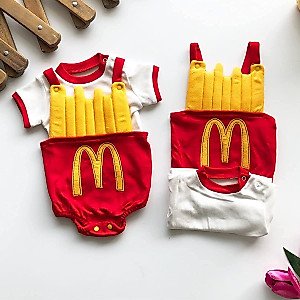 My Cotton Baby Mc Donald's Cotton Baby Salopette, Jumpsuit With Tshirt For Newborns & Infants - 2 Pack Cotton Baby Romper For Unisex, Multicolor, 9-12 Months
