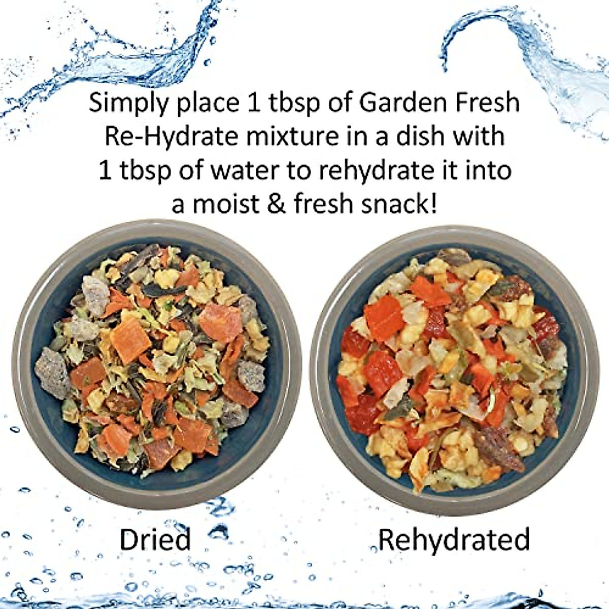 Exotic Nutrition Garden Fresh Re-Hydrate - High Calcium Dried Fruit & Vegetable Mix - for Sugar Gliders, Marmosets, Parrots, Conures, Iguanas, Turtles, Lizards, Bearded Dragons, & Other Small Pets