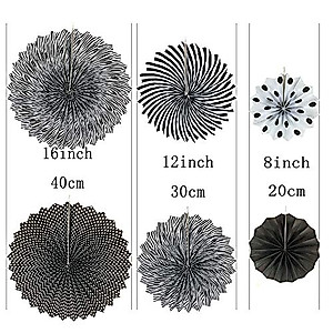 Black Orange Party Hanging Paper Fans Party Ceiling Hangings Halloween Baby Shower Birthday Wedding Party Decorations, 12pc