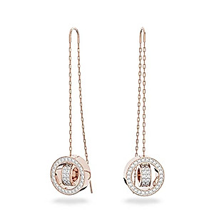 Swarovski Hollow Drop Earrings, Long, White, Rose-gold tone Finish