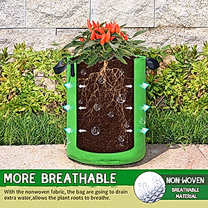 10 Gallon Potato Grow Bags, 6 Pack, Two-Sides Window Garden Planting Bag with Durable Handle, Thickened Nonwoven Fabric Pots Vegetable Grow Bags for Tomato, Carrot, Onion, Fruits, Flower