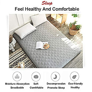 DULPLAY 7cm Gone Mattress,Pure Color Thickening Mattress Floor Bed Mat Sanding Stereo Mattress Multi-Size Bed Mat-Yellow 90x200cm(35x79inch)