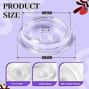 Joyclub 4 Pack Acrylic Lids Fit for 16 oz Glass Cups with Lids and Straws, Replacement Lids for Drinking Beer Glasses with Bamboo Lids Iced Coffee Cups Cute Tumbler Cup (Clear)