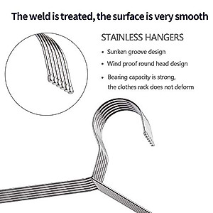 FSUTEG Coat Hangers, 40 Pack Wire Hangers Stainless Steel Metal Hangers Heavy Duty Hangers, Ultra Thin Clothes Hangers 16.5in