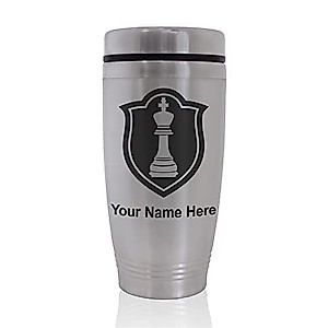 SkunkWerkz Commuter Travel Mug, Chess King, Personalized Engraving Included