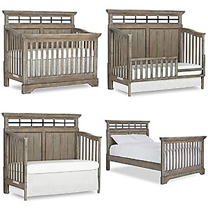Evolur Empire 5 in 1 Convertible Crib with Metal Elements, Free Mattress