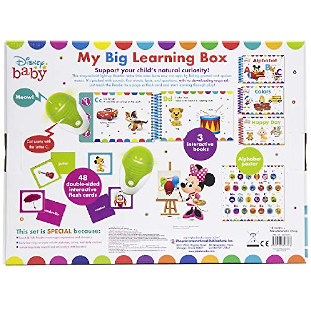 Disney Baby - My Big Learning Box Set - Educational Touch & Talk Reader with 3 Interactive Books, 48 Flashcards, and Poster - PI Kids