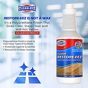 Clean-eez Ultimate Floor Restorer & Polish - Revitalize, Protect, Shine Wood, Laminate, Vinyl, Bamboo, Slate, Terracotta & More (1 Bottle)