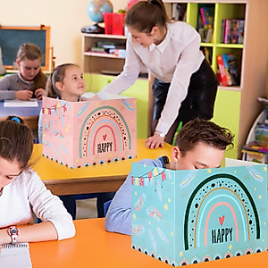 Crtiin 24 Pcs Privacy Boards Desk Privacy Folders Standard Privacy Board School Privacy Cardboard Board Desk Dividers for Student Desks Reduces Distractions Keep Eyes from Wandering (Rainbow)