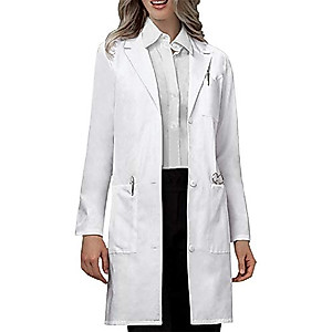 VOGRYE Professional Lab Coat for Women Men Long Sleeve, White, Unisex (Small, White)