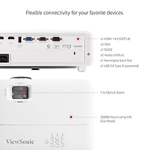 ViewSonic PX727HD 1080p Projector with RGB 100% Rec 709, ISF Certified, Sports Mode and Low Input Lag for Home Theater and Gaming (Renewed)