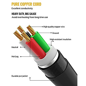 BougeRV 30 Amp 20 Ft Generator Power Cord 10 Gauge for Manual Transfer Switch Nema L14-30 Heavy Duty Electric Extension Wire 4 Prong 10 Gauge SJTW Cable 125/250V 7500 Watts