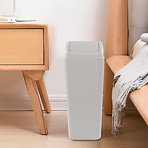 Saedy Swing Lid Trash Can, Greyish Plastic, 14 L Capacity