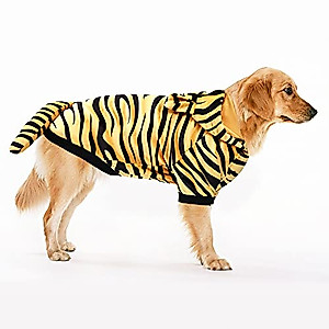 NIULA Dog Tiger Halloween Costume Pet Cosplay Tiger Clothes Cat Hoodie Coat Dogs Warm Apparel and Pet Winter Clothes(M)