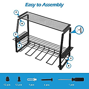Eweenetu Power Tool Organizer, Heavy Duty Metal Floating Tool Shelf, Cordless Drill Holder Wall Mount, Garage Organization Utility Storage Rack, Perfect for Father's Day, USA Made