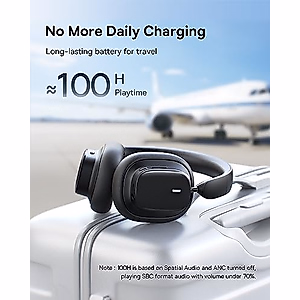 Baseus Active Noise Cancelling Headphones with 100H Playtime, LHDC Hi-Res Sound, Reduce Noise by Up to 95%, Spatial Audio, ENC Mics, 0.038s Low Latency, Bluetooth 5.3 Wireless Headphones - Bowie H1i