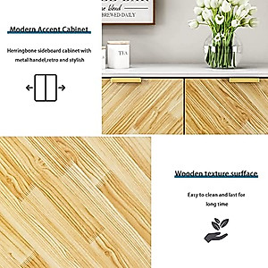 4 EVER WINNER Sideboard Buffet Cabinet, 55" Modern Credenzas Storage Cabinet with 4 Doors, Wood Buffet Storage Cabinet with Adjustable Shelves for Living Room Hallway, White and Gold