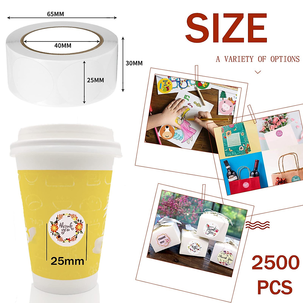 Thank You Stickers Rolls 2500 Pcs - 1 Inch Floral Designs Thank You Stickers Labels for Baking Packaging Envelope Seals Small Business Flower Stickers Tags for Wedding Birthday Party Gift Wrap Bag