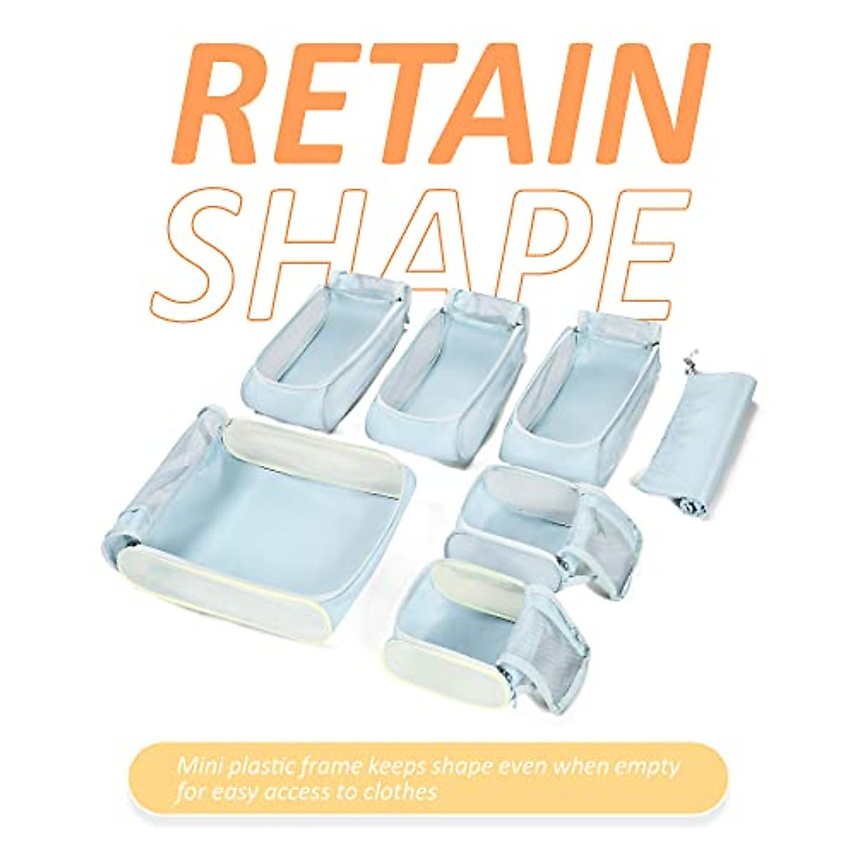 Packing Cubes for Suitcases, BAGSMART 7 Set Packing Cubes for Travel Essentials, Lightweight Luggage Suitcase Organizer Bags Set with Shoe Bag, Keep Shape Travel Cubes for Packing